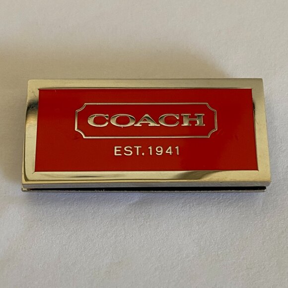 Coach | Jewelry | Vintage Coach Magnetic Name Tag Red Silver | Poshmark